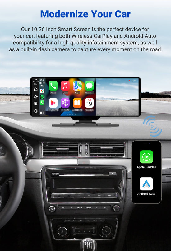 Ottoscreen Max Portable Apple Carplay & Android Auto Screen, Car Video ...