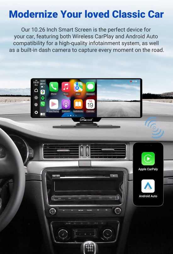 Ottoscreen Max Portable Apple Carplay & Android Auto Screen For Car wi ...