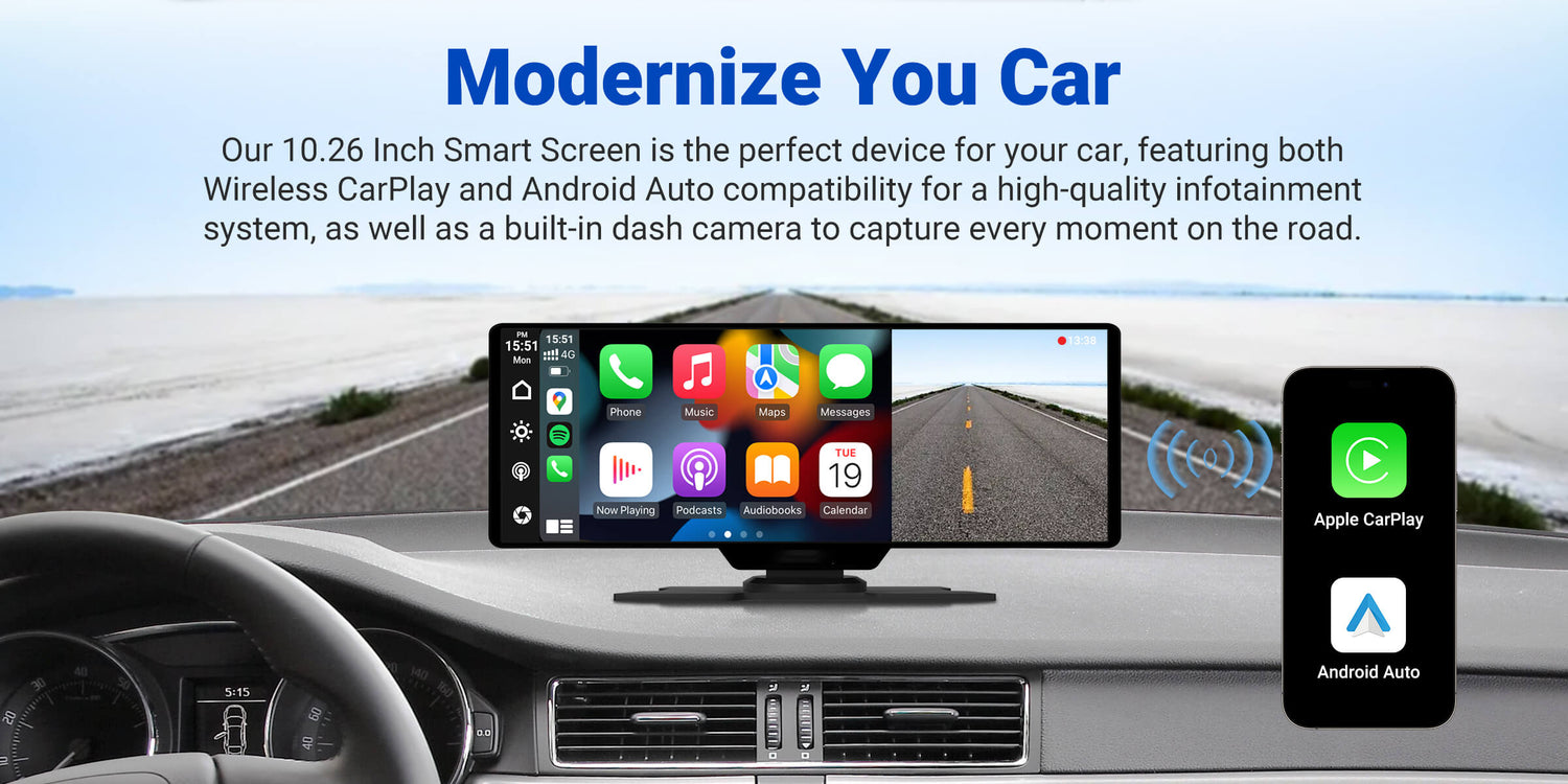 Ottoscreen Max Portable Apple Carplay & Android Auto Screen, Car Video ...