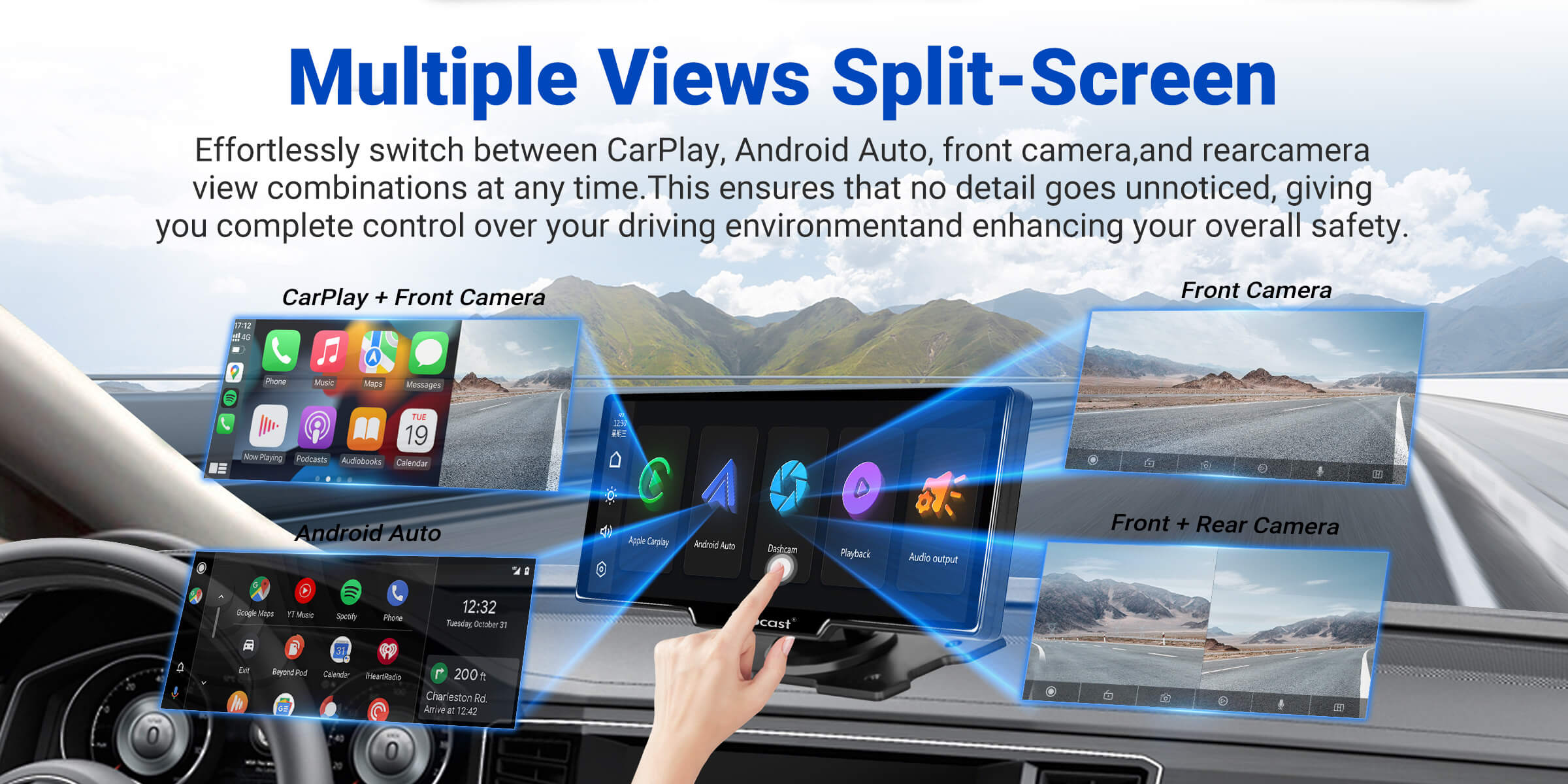 Ottoscreen Max Portable Apple Carplay & Android Auto Screen For Car wi ...