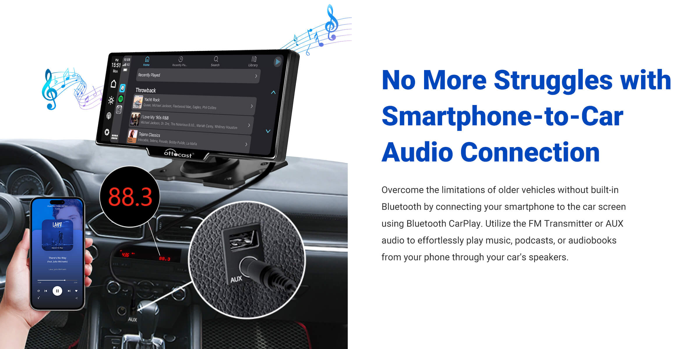 Ottoscreen Max Portable Apple Carplay & Android Auto Screen For Car wi ...
