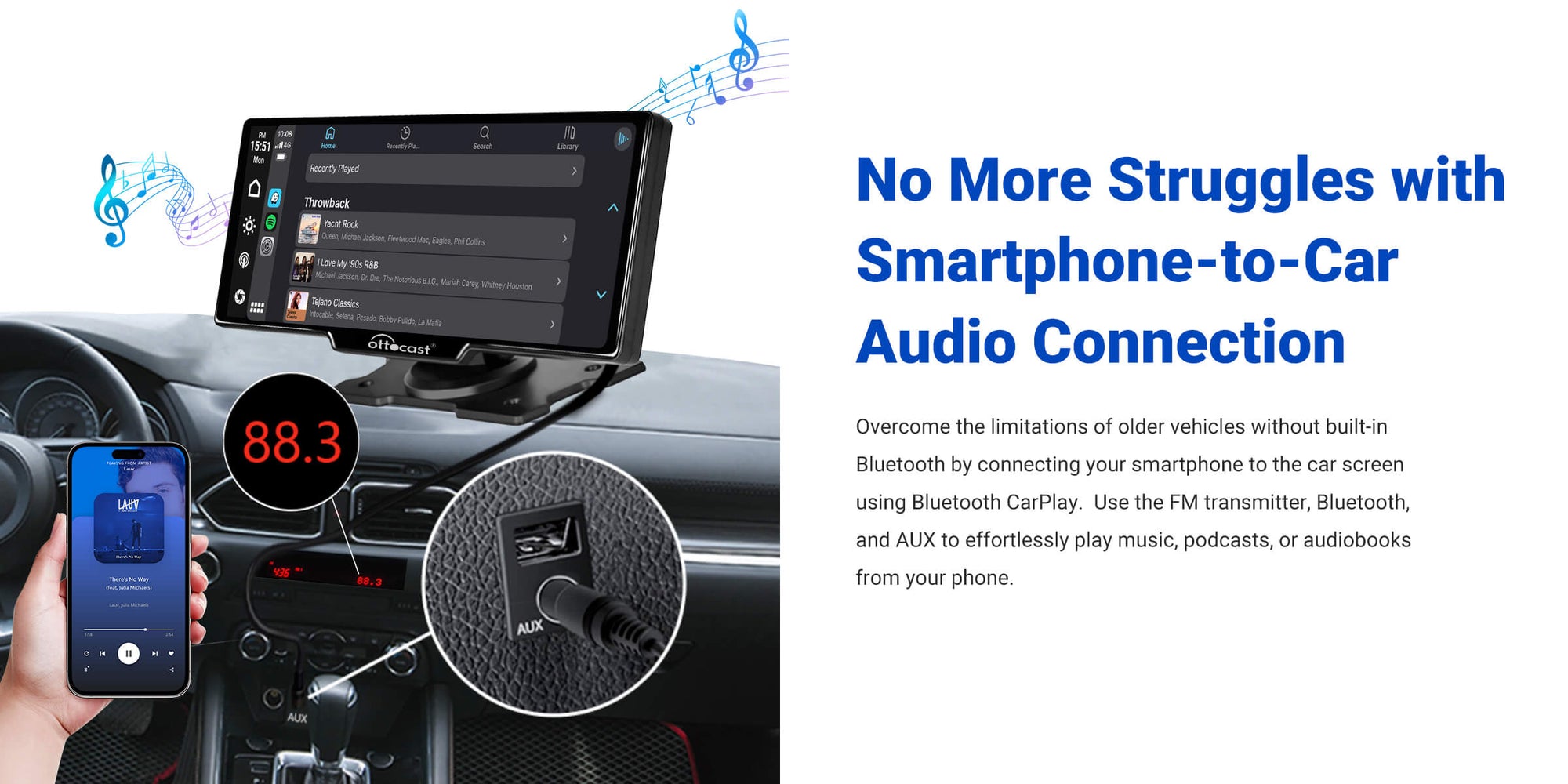 Ottoscreen Max Portable Apple Carplay & Android Auto Screen, Car Video ...