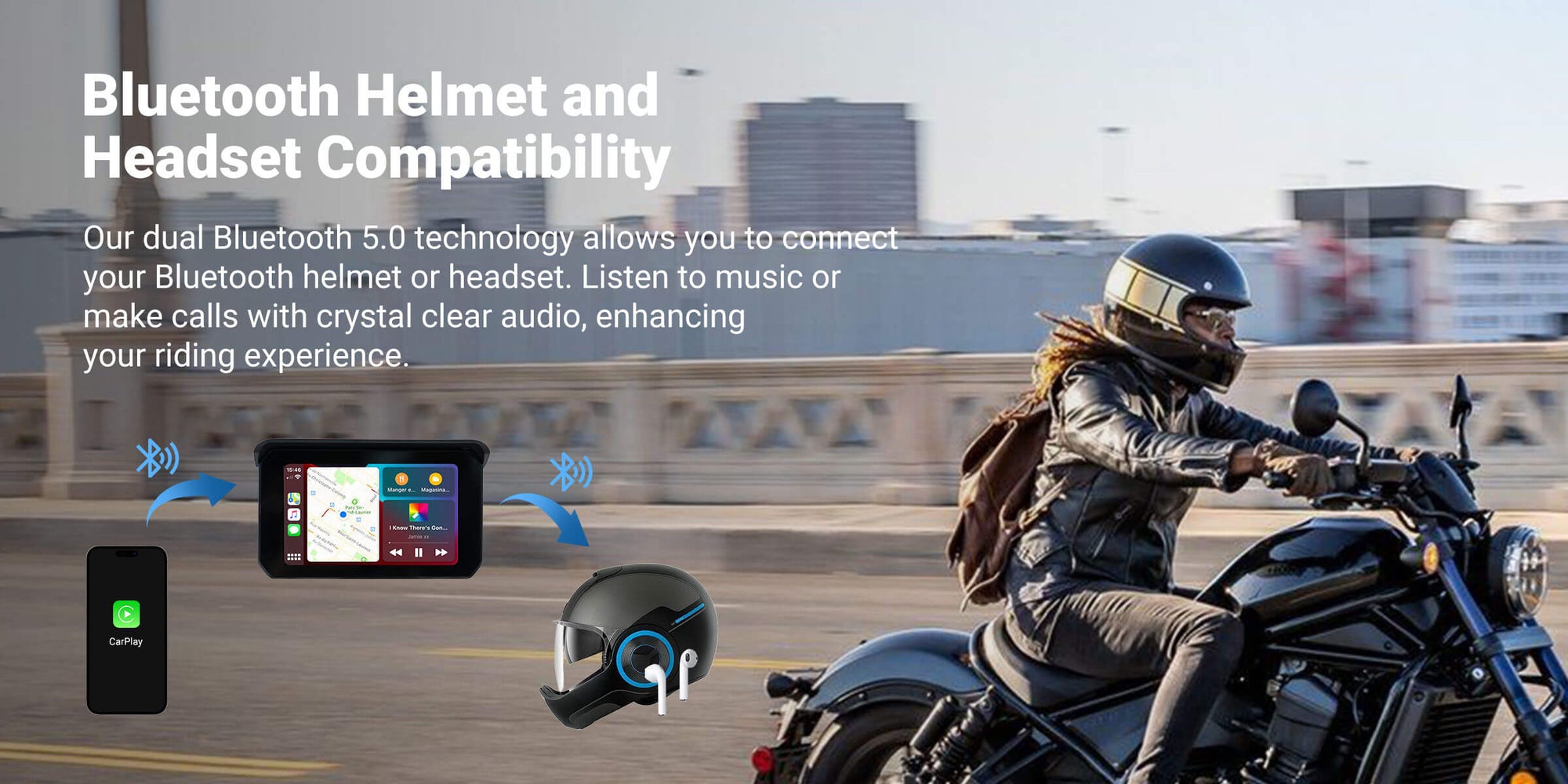 CarPlay Lite C5 SE Portable Motorcycle Wireless CarPlay/Android Auto I – ottoscreen