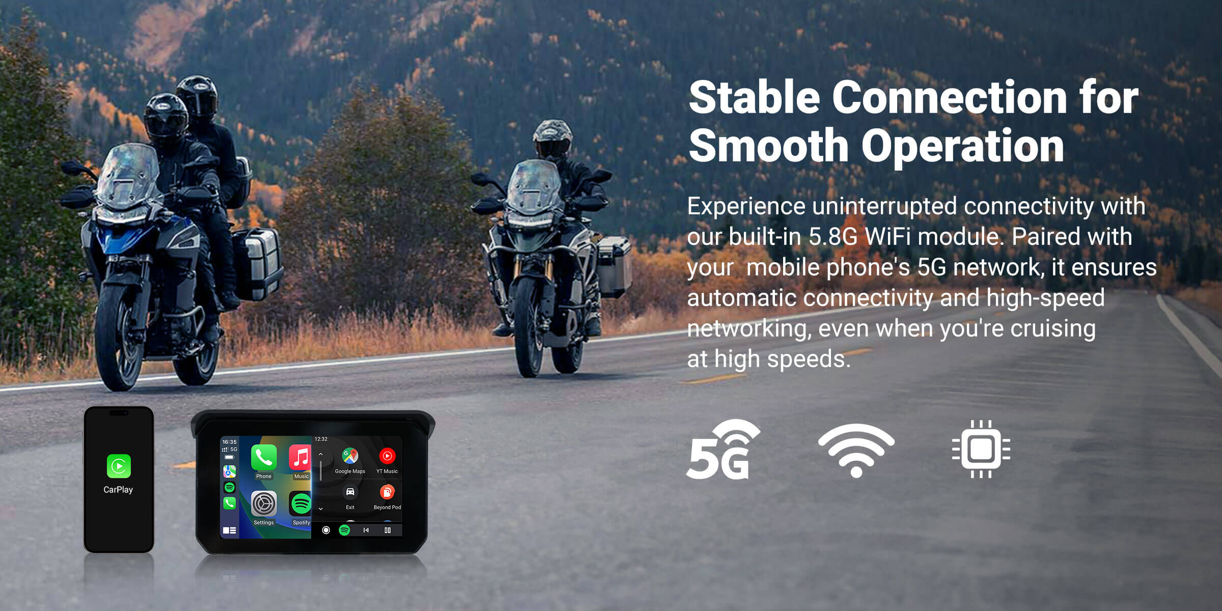 CarPlay Lite C5 SE Portable Motorcycle Wireless CarPlay/Android Auto I – ottoscreen